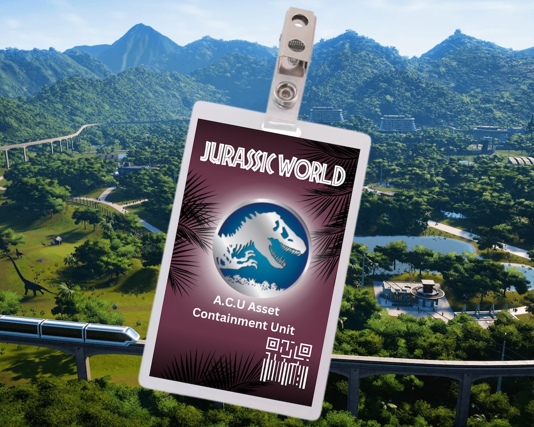 PRINTABLE Jurassic Park A.C.U Asset Containment Unit ID Card Park ...