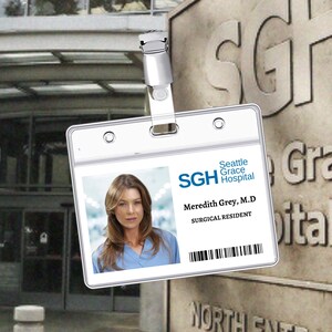 PRINTABLE MEREDITH GREY Surgical Resident Id, Seattle Greys Hospital ...