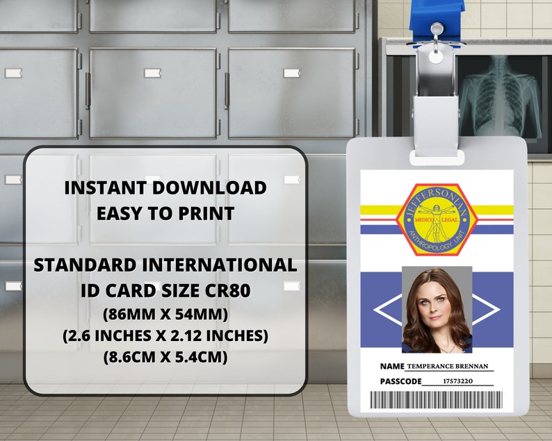 Printable TEMPERANCE BRENNAN ID Card Bones Fbi Badge - Etsy