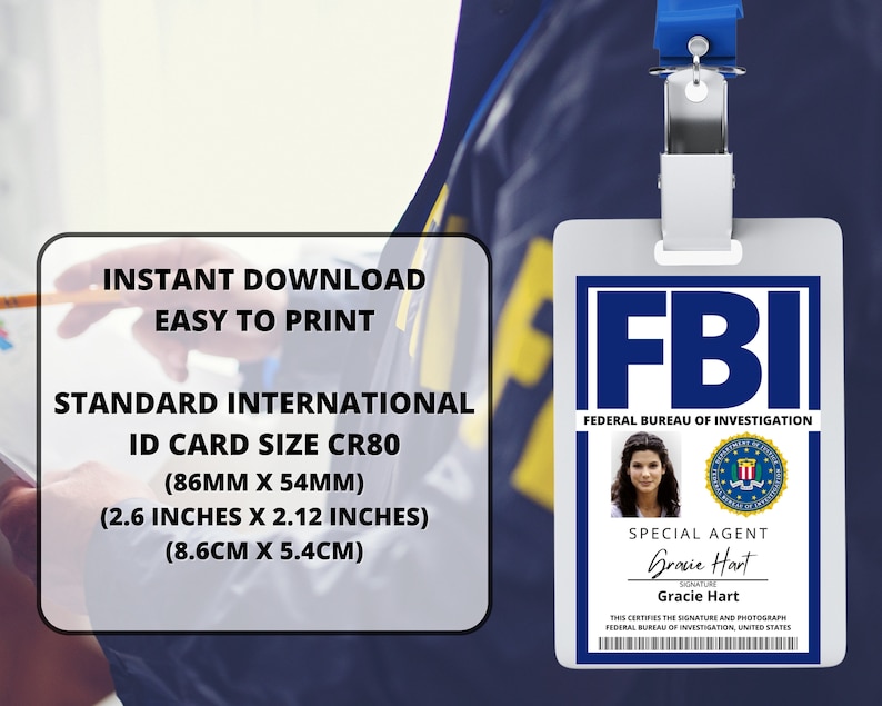 PRINTABLE Gracie Hart Id FBI Id Badge Cosplay Accessories - Etsy Australia