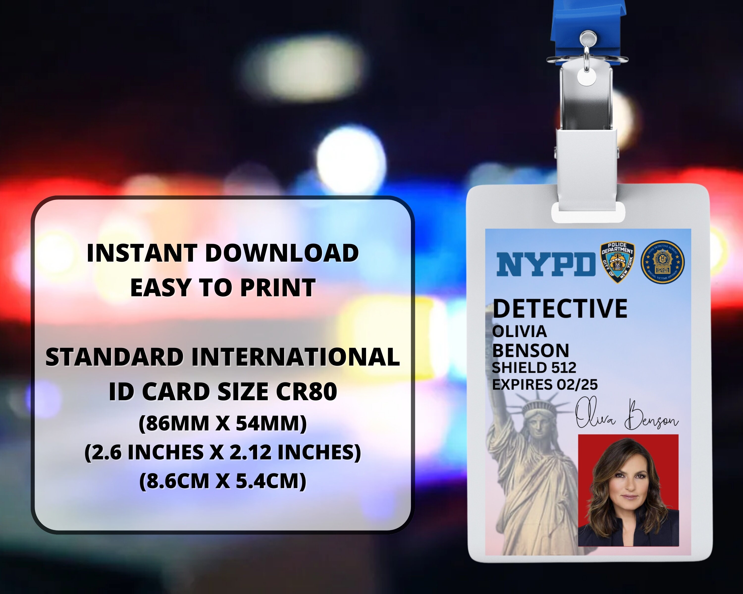 PRINTABLE Olivia Benson Law and Order SVU Cosplay Id Card - Etsy UK