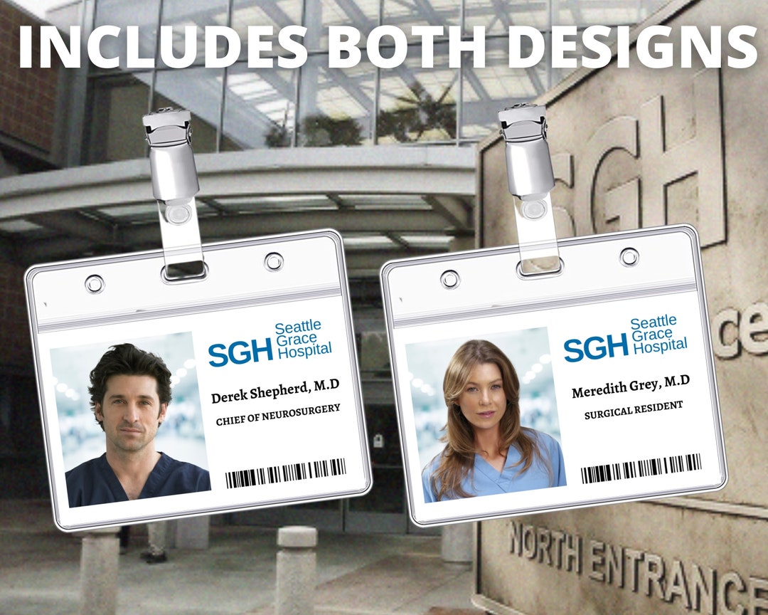 PRINTABLE Greys Anatomy, Meredith Grey and Derek Shepherd Id Cards ...