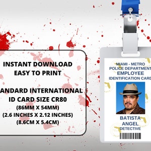 PRINTABLE Angel Batista, Dexter, Cosplay, Id Card, Id Badge, Name Badge ...