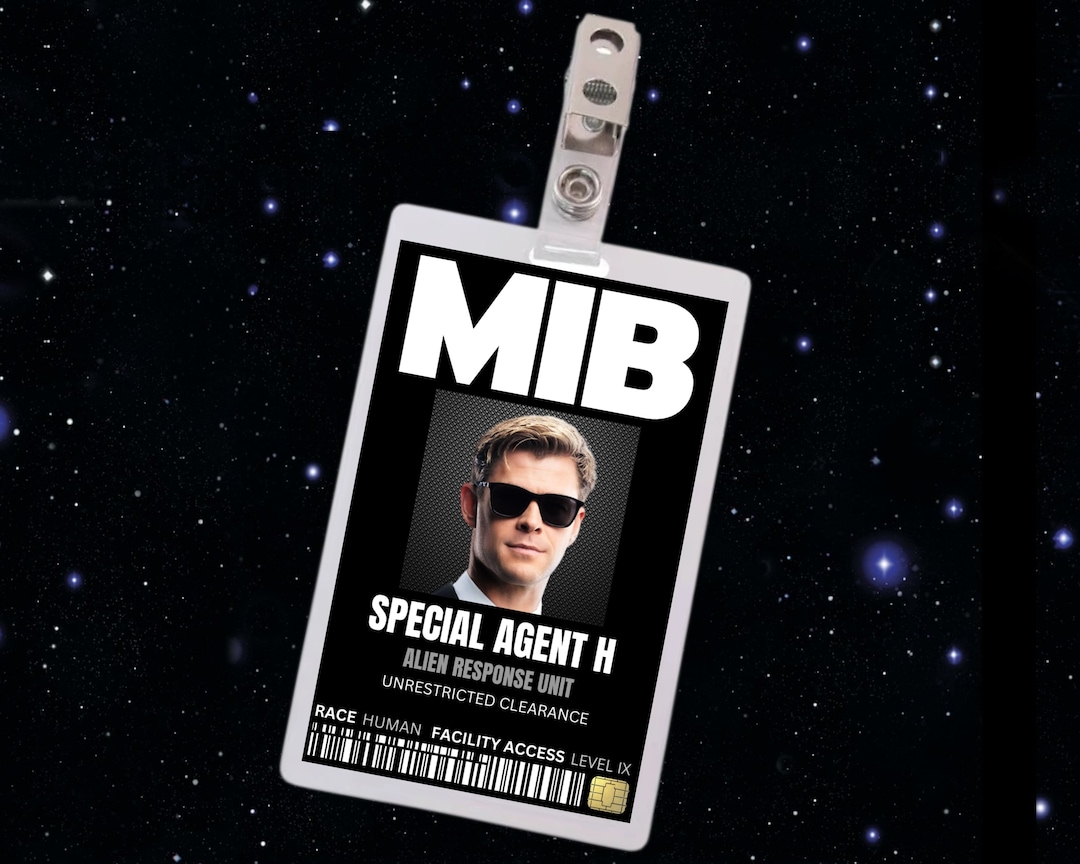 PRINTABLE Man in Black ID Card Badge Special Agent H Cosplay Costume ...