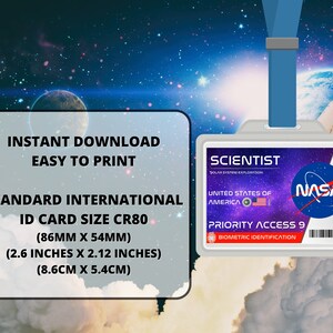 PRINTABLE Nasa Scientist ID Card | Badge | Cosplay | Costume | Name Tag ...