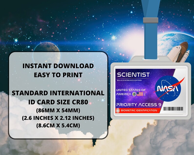 PRINTABLE Nasa Scientist ID Card Badge Cosplay Costume - Etsy