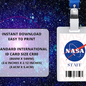 PRINTABLE Nasa Staff ID Card | Badge | Cosplay | Costume | Name Tag ...