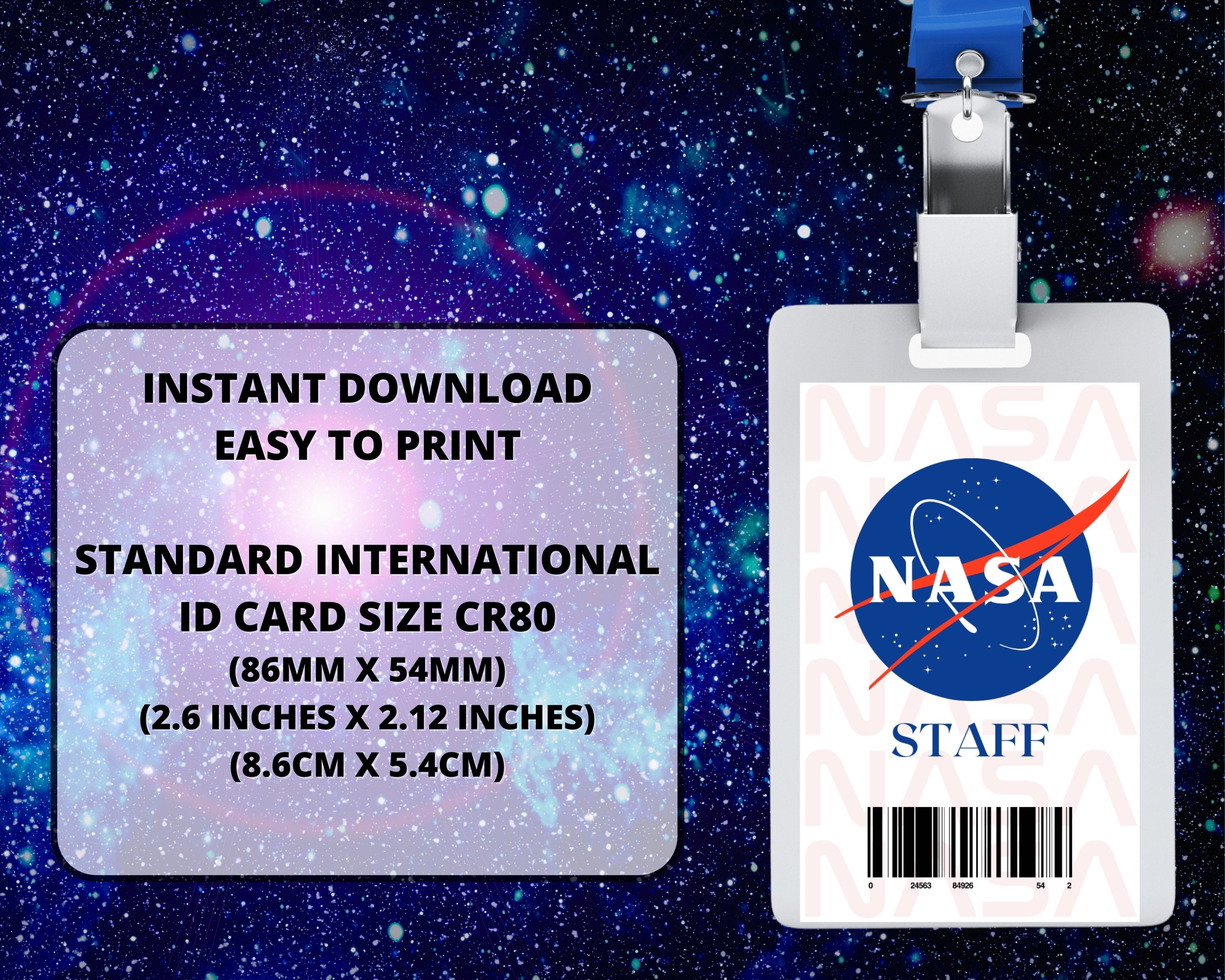 PRINTABLE Nasa Staff ID Card Badge Cosplay Costume - Etsy