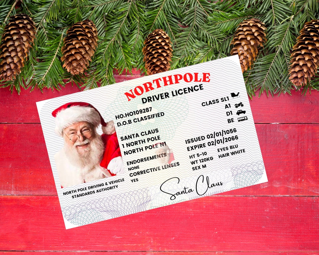 PRINTABLE Santa Lost Licence, Christmas Eve, Driving Licence, ID Card ...