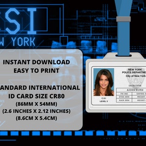 PRINTABLE Aiden Burn, CSI New York, Id Badge, Cosplay, Accessories ...