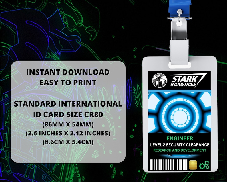 PRINTABLE Stark Industries ENGINEER ID Card Badge - Etsy