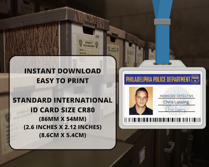 PRINTABLE Chris Lassing Id Badge Cold Case Cosplay - Etsy