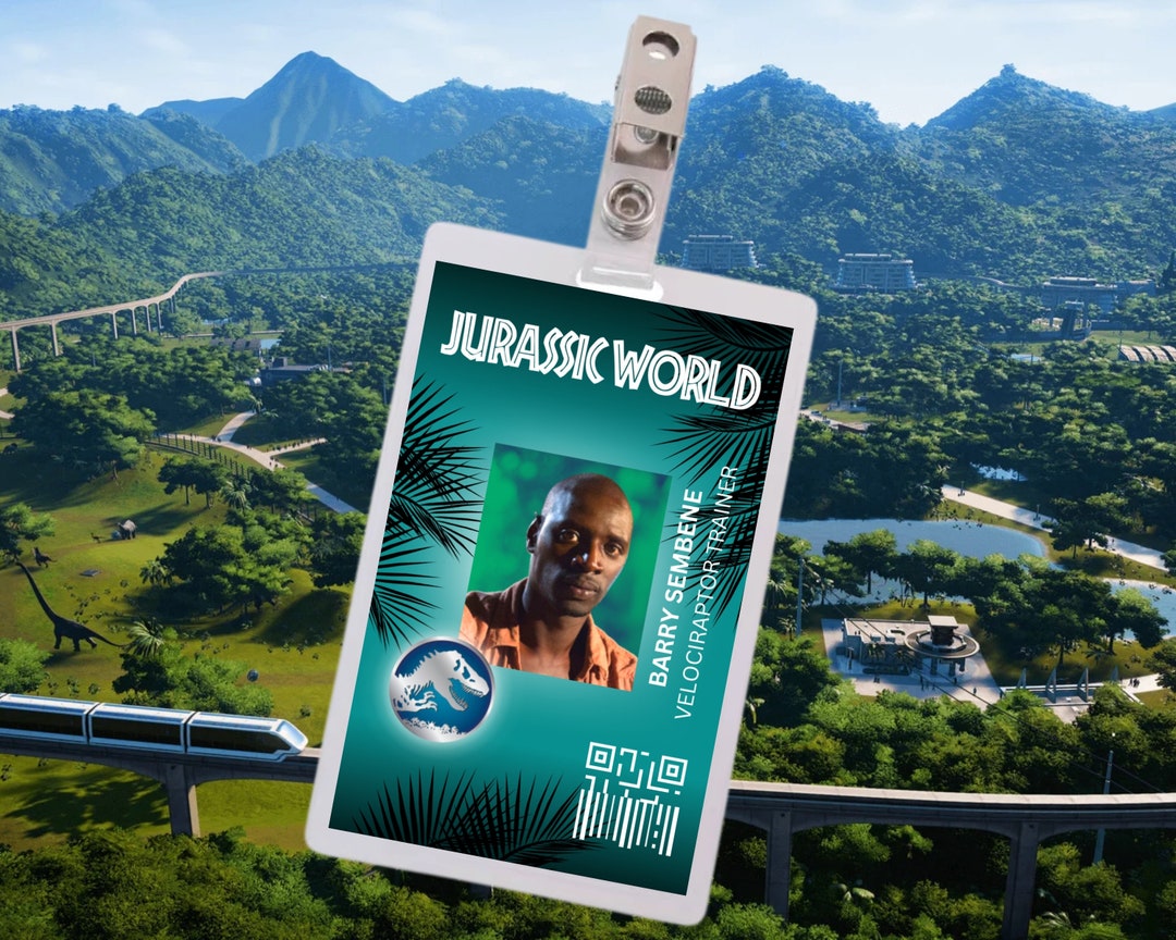 PRINTABLE Jurassic Park Barry Sembene ID Card Park Division - Etsy