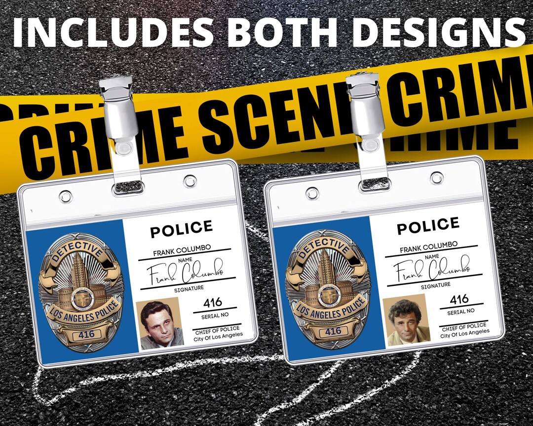 PRINTABLE Columbo and Younger Columbo Id Cards X2, Cosplay, Replica, Id ...