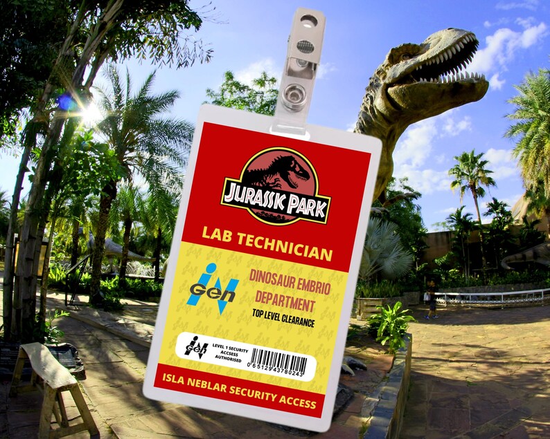 PRINTABLE Jurassic Park Lab Technician ID Card Park Division - Etsy