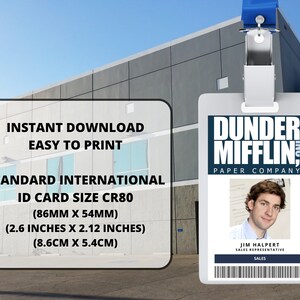 PRINTABLE JIM HALPERT, the Office, Memorial, Cosplay, Id Card, Id Badge ...