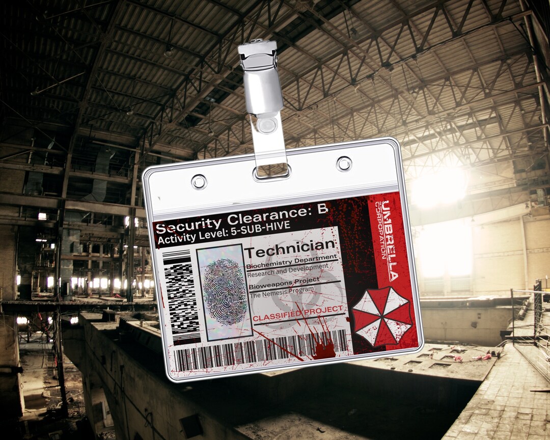 PRINTABLE Umbrella Corporation Bloody Technician Id Resident Evil ID ...