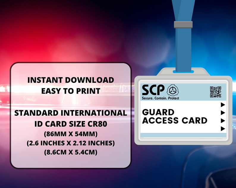PRINTABLE GUARD Access Card SCP Foundation Cosplay Id Card - Etsy
