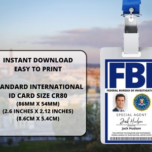 PRINTABLE Jack Hudson, F.B.EYE, Id Badge, FBI Id, Cosplay Accessories ...