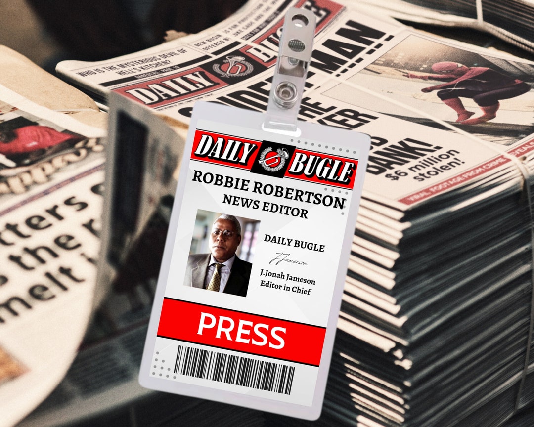 PRINTABLE Daily Bugle Robbie Robertson ID Card Badge Special Agent ...