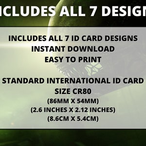 PRINTABLE Aliens Cosplay Id Card Set X7, Alien Id Badge, Name Badge ...