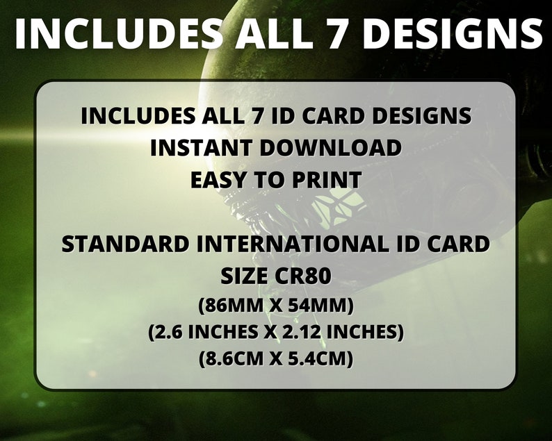 PRINTABLE Aliens Cosplay Id Card Set X7 Alien Id Badge Name - Etsy