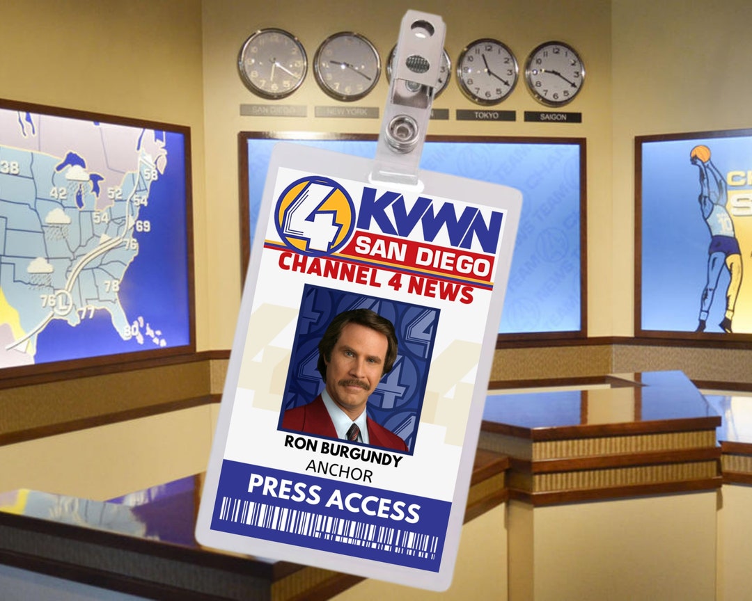 PRINTABLE Ron Burgundy, Id Card, Id Badge, Name Badge, Pass, Replica ...