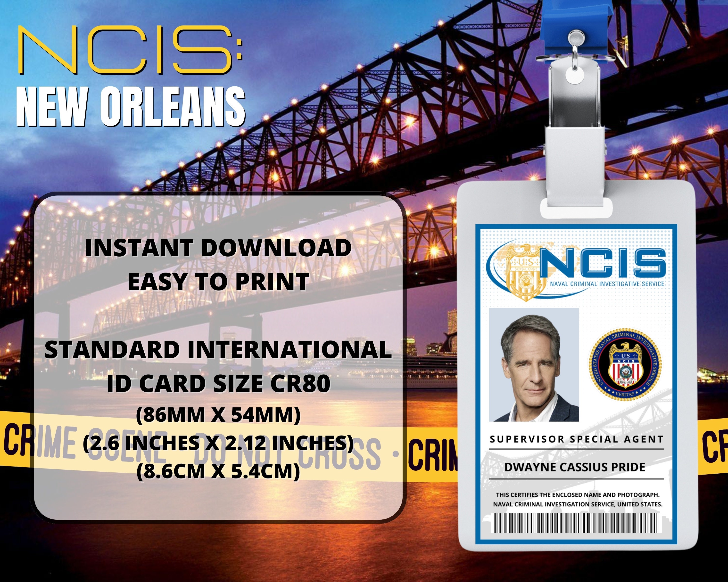 PRINTABLE Dwayne Cassius Pride Id Card NCIS New Orleans - Etsy