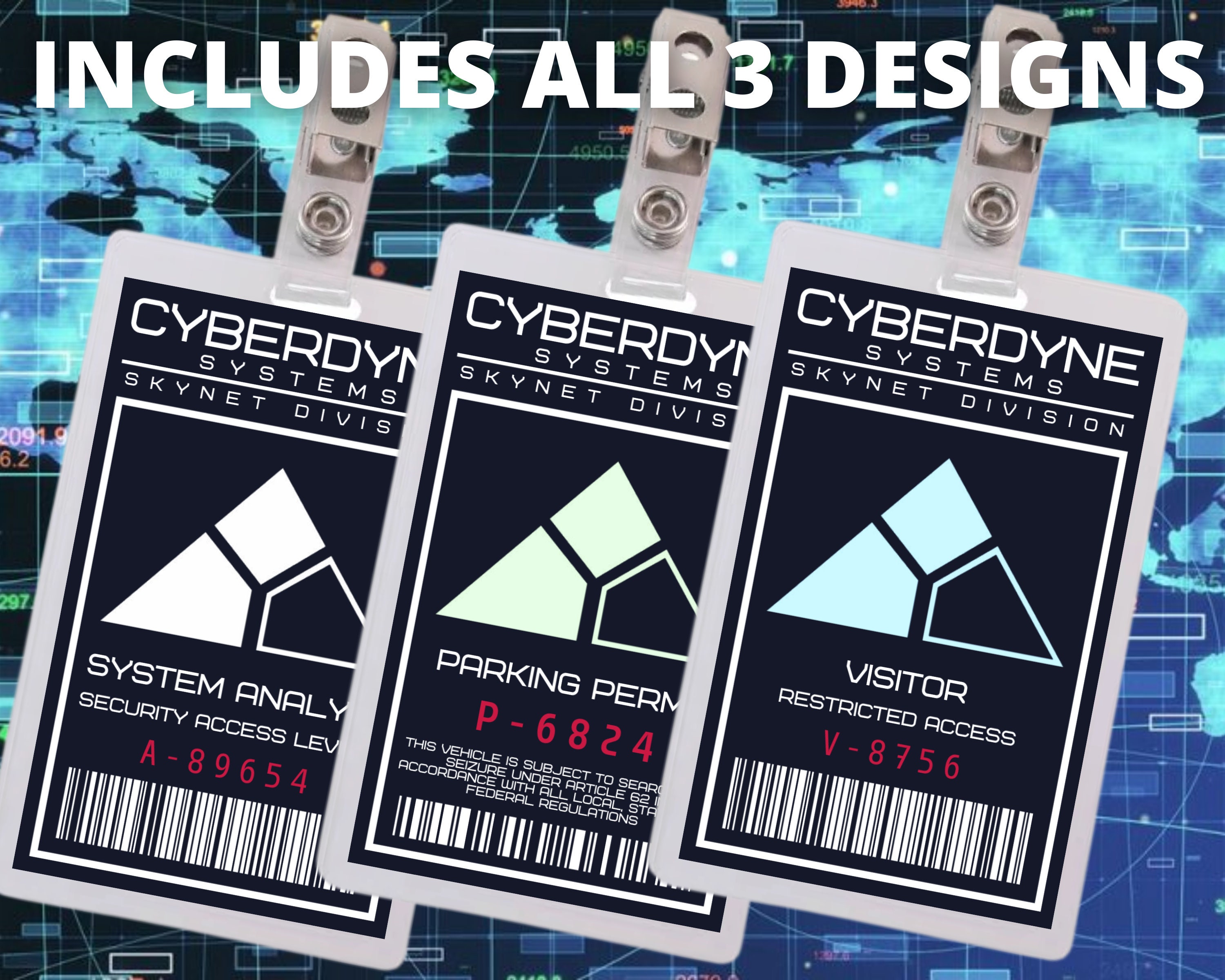 PRINTABLE CYBERDYNE ID Cards Set of 3 Security Pass - Etsy