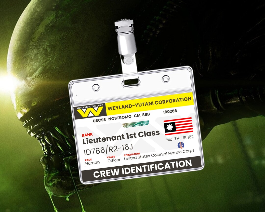 PRINTABLE Lieutenant Id, Cosplay Id Card, Alien Id Badge, Name Badge ...