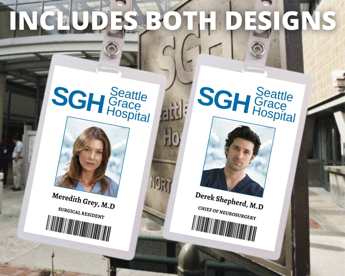PRINTABLE Greys Anatomy Meredith Grey and Derek Shepherd Id - Etsy