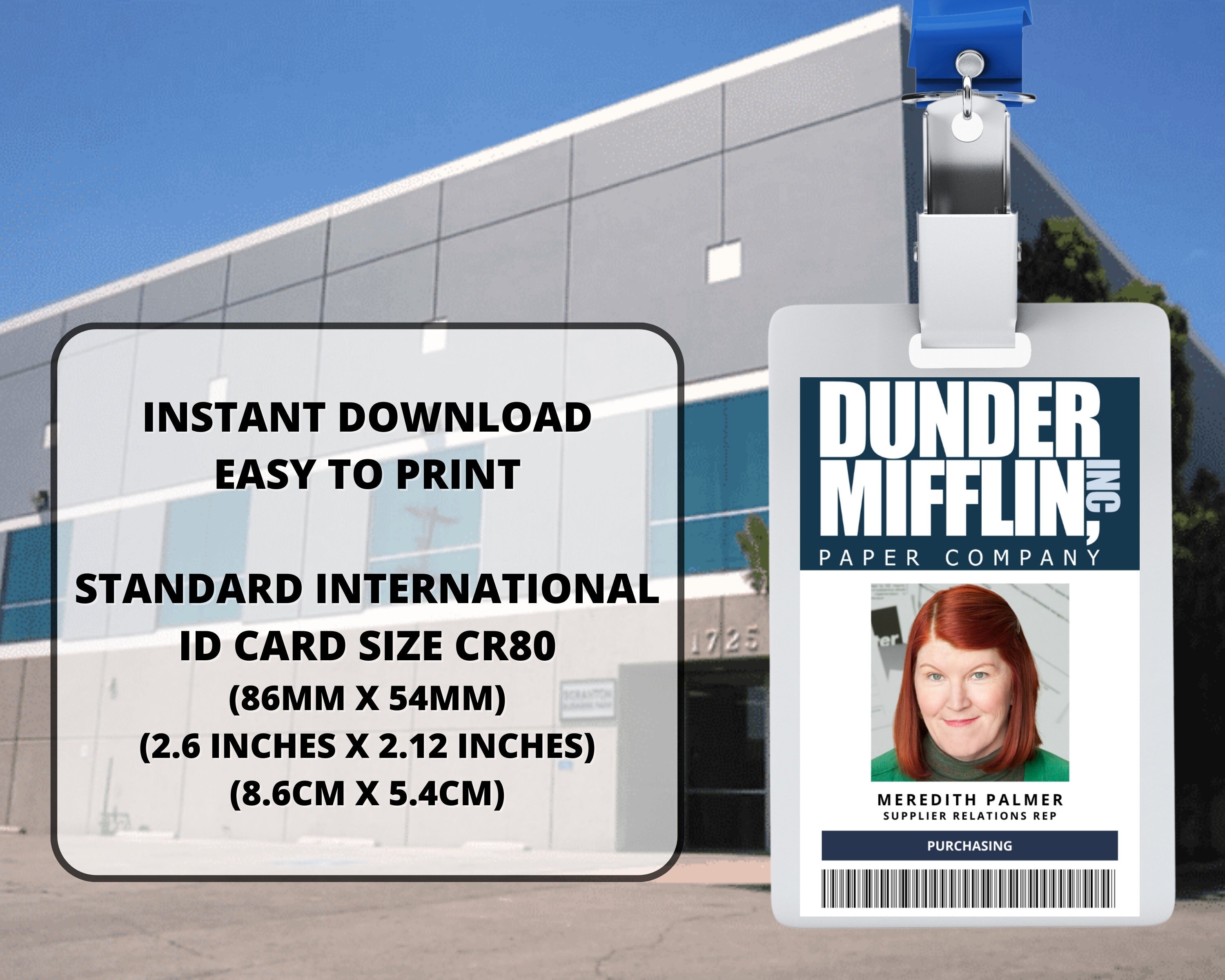 PRINTABLE MEREDITH PALMER the Office, Memorial, Cosplay, Id Card, Id ...