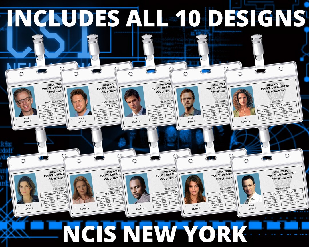 PRINTABLE CSI New York Id Badge Set X10, Cosplay, Accessories, Replica ...