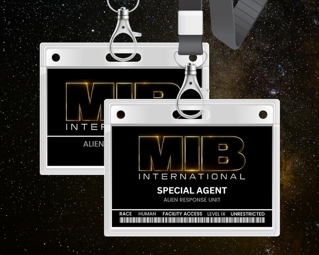 PRINTABLE Men in Black ID Card International Badge Special Agent Cosplay Costume Name Tag Prop ...