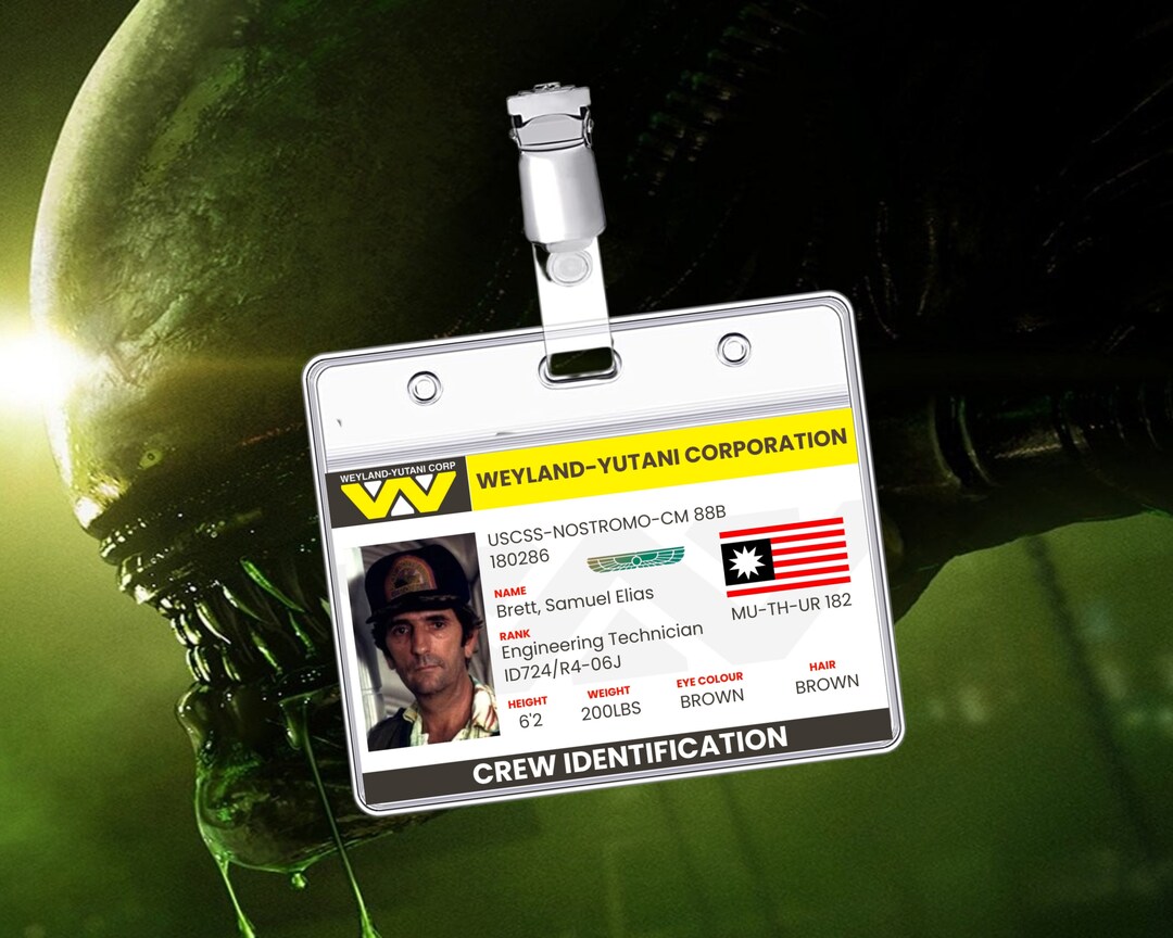 PRINTABLE Brett Samuel Elias Cosplay Id Card, Alien Id Badge, Name ...