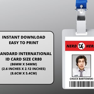 PRINTABLE Chuck Bartowski ID Card | Badge | Cosplay | Costume | Name ...