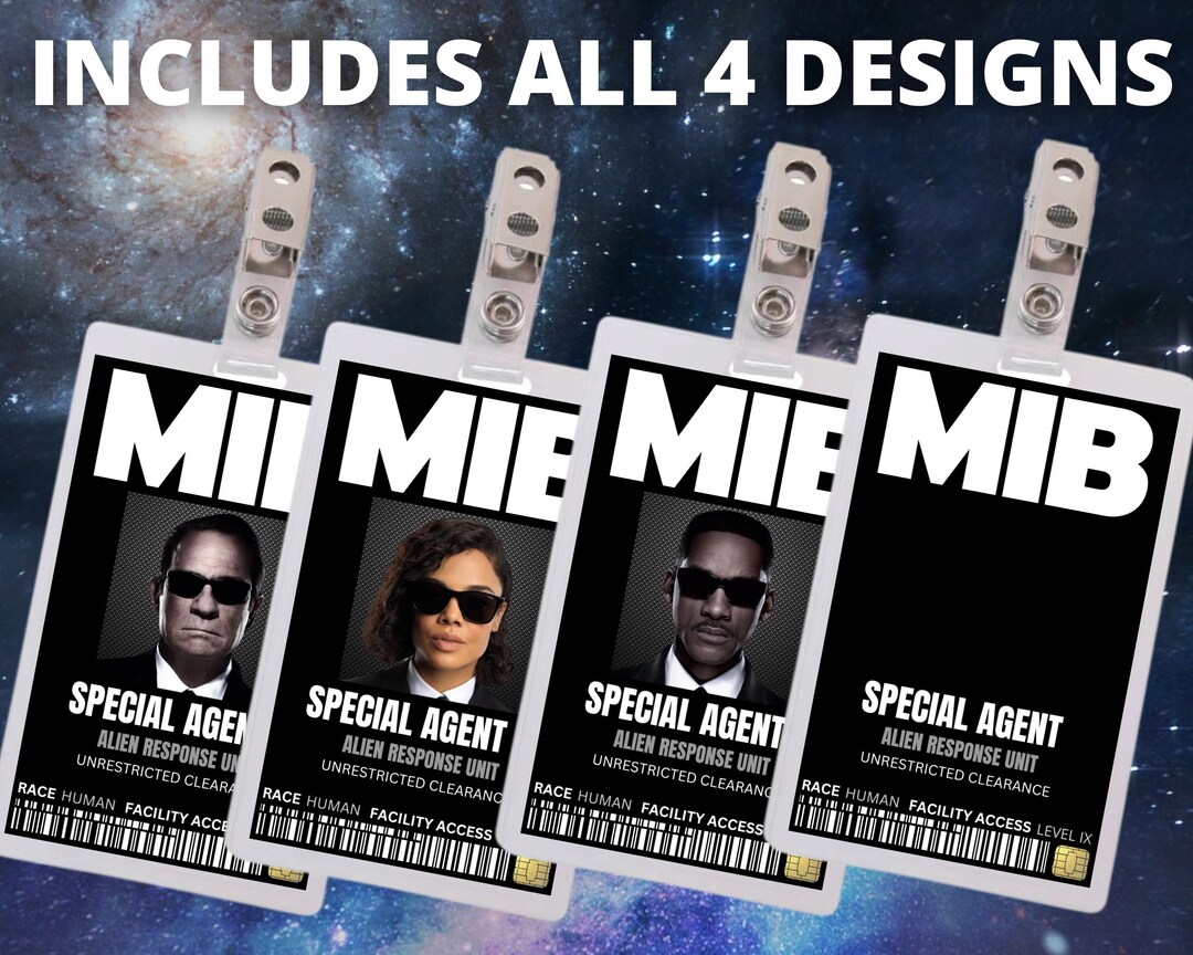 PRINTABLE Men in Black ID Card X 4 | Badge | Special Agent | Cosplay ...