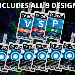 Full Set of PRINTABLE Stark Industries Id Cards, Id Badge, Name Badge ...