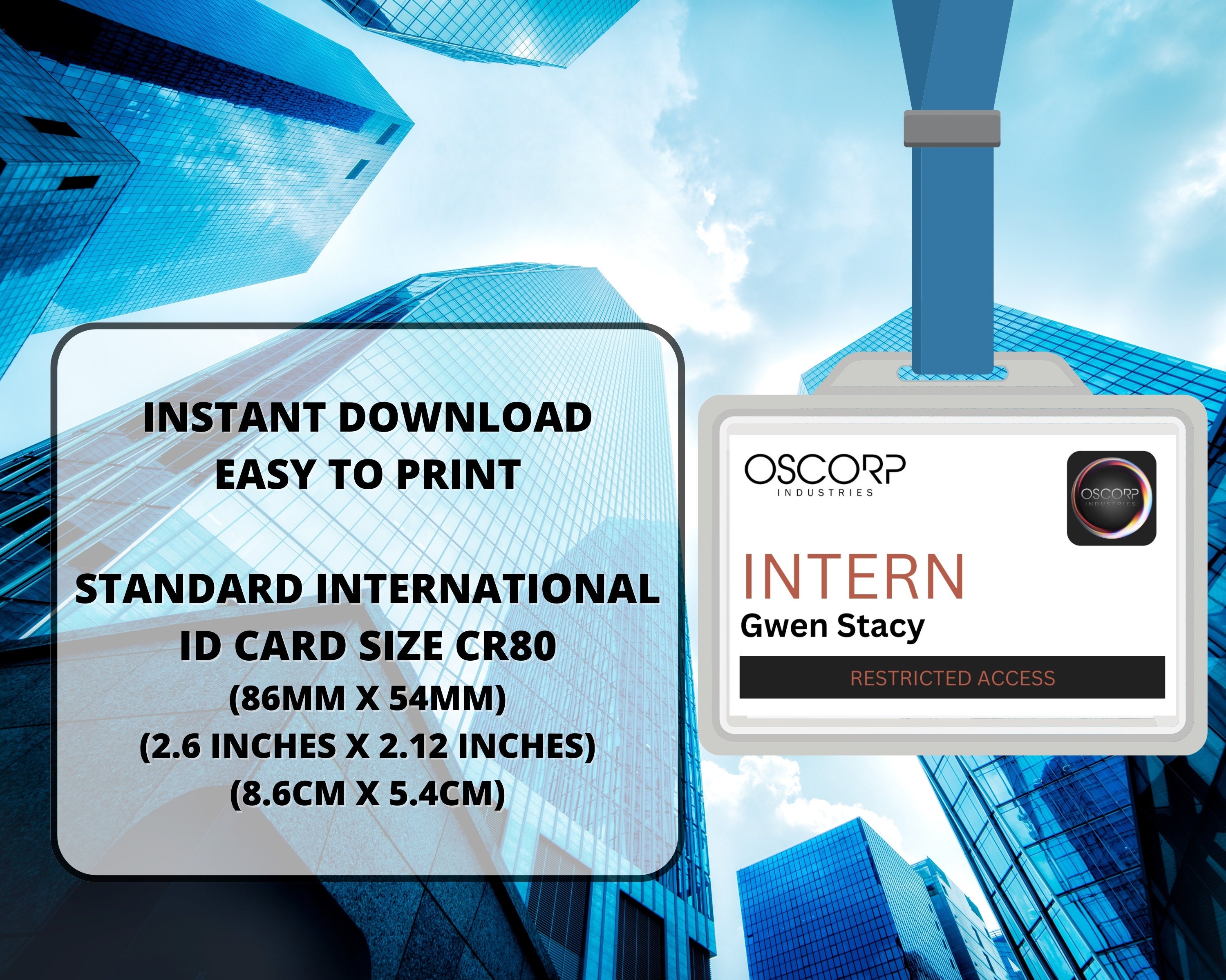 PRINTABLE Gwen Stacy OSCORP Id Card Id Badge Name Badge - Etsy Ireland