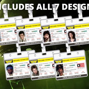 PRINTABLE Aliens Cosplay Id Card Set X7, Alien Id Badge, Name Badge ...