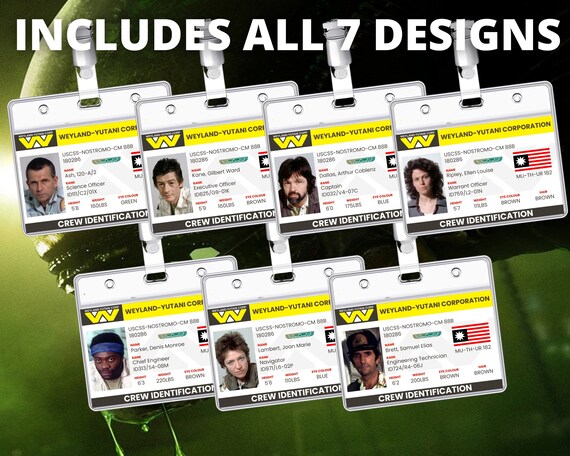 PRINTABLE Aliens Cosplay Id Card Set X7 Alien Id Badge Name - Etsy UK