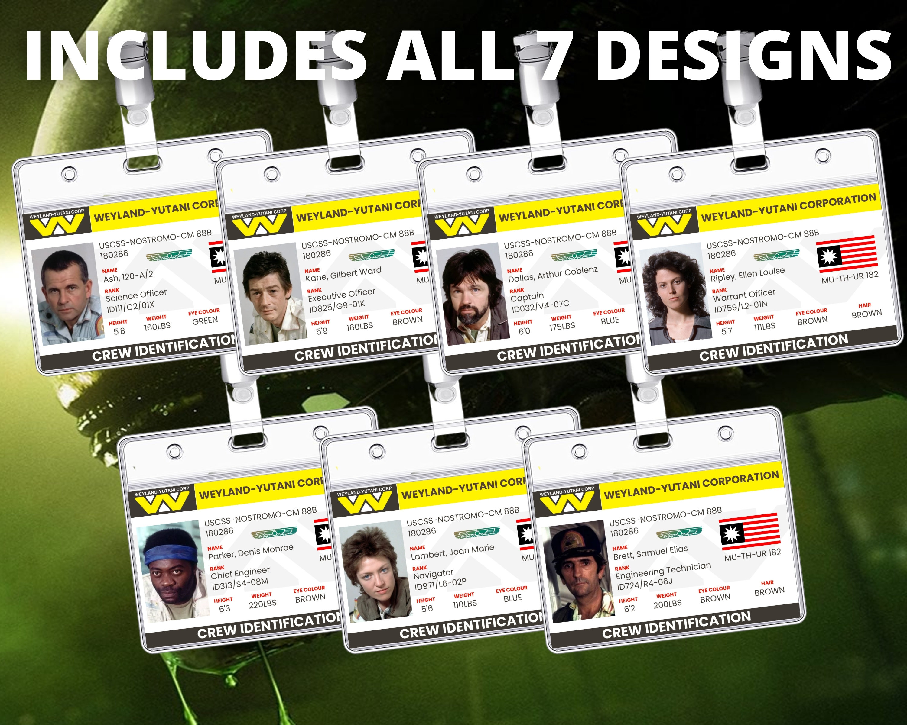 PRINTABLE Aliens Cosplay Id Card Set X7 Alien Id Badge Name - Etsy