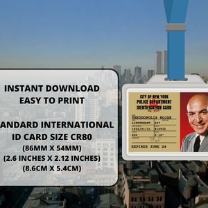 PRINTABLE Theodopolis Kojak Id Badge, Kojak, Lieutenant, Cosplay ...