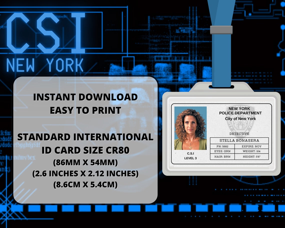 PRINTABLE Stella Bonasera CSI New York Id Badge Cosplay - Etsy