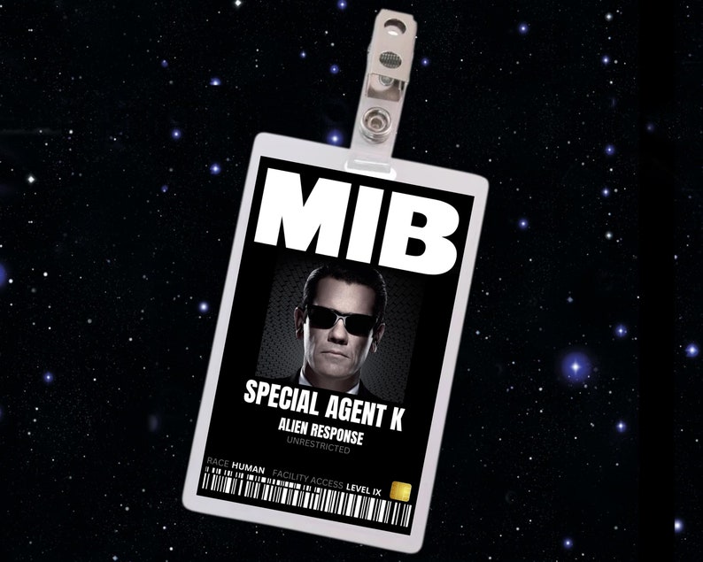 PRINTABLE Man In Black ID Card Badge YOUNG Special Agent K Etsy Australia