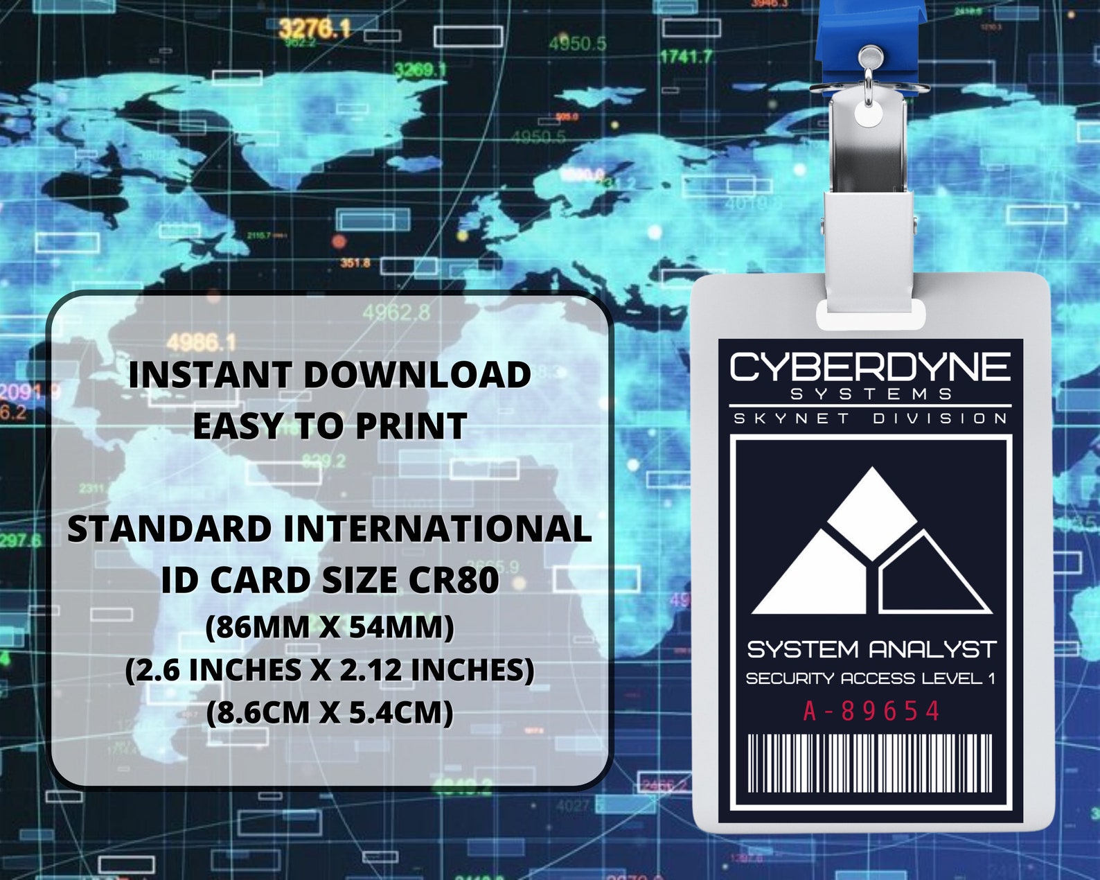 PRINTABLE CYBERDYNE Analyst Pass ID Card Badge Cosplay - Etsy