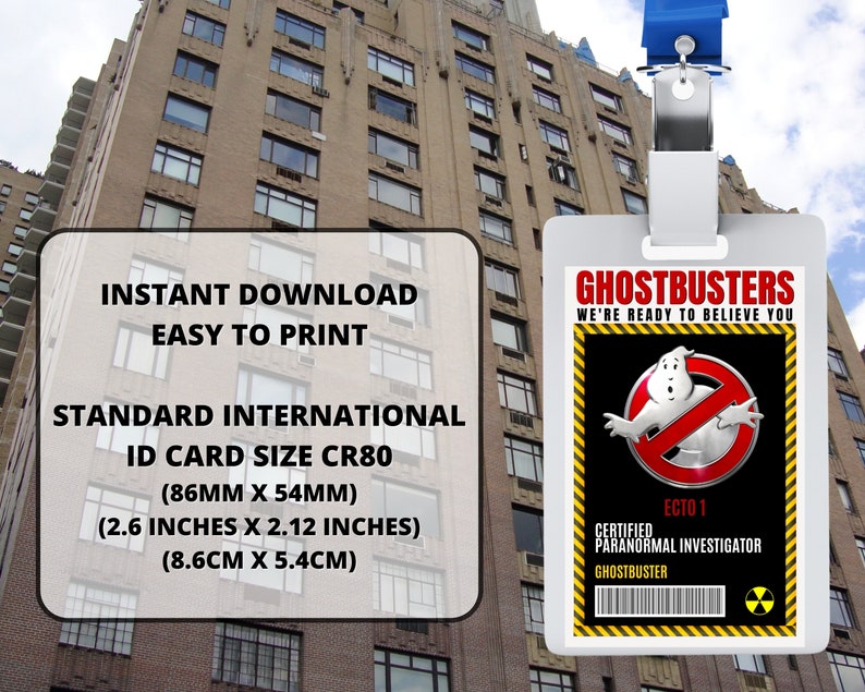 PRINTABLE Ghostbusters ID Card Generic Replica ID Card - Etsy