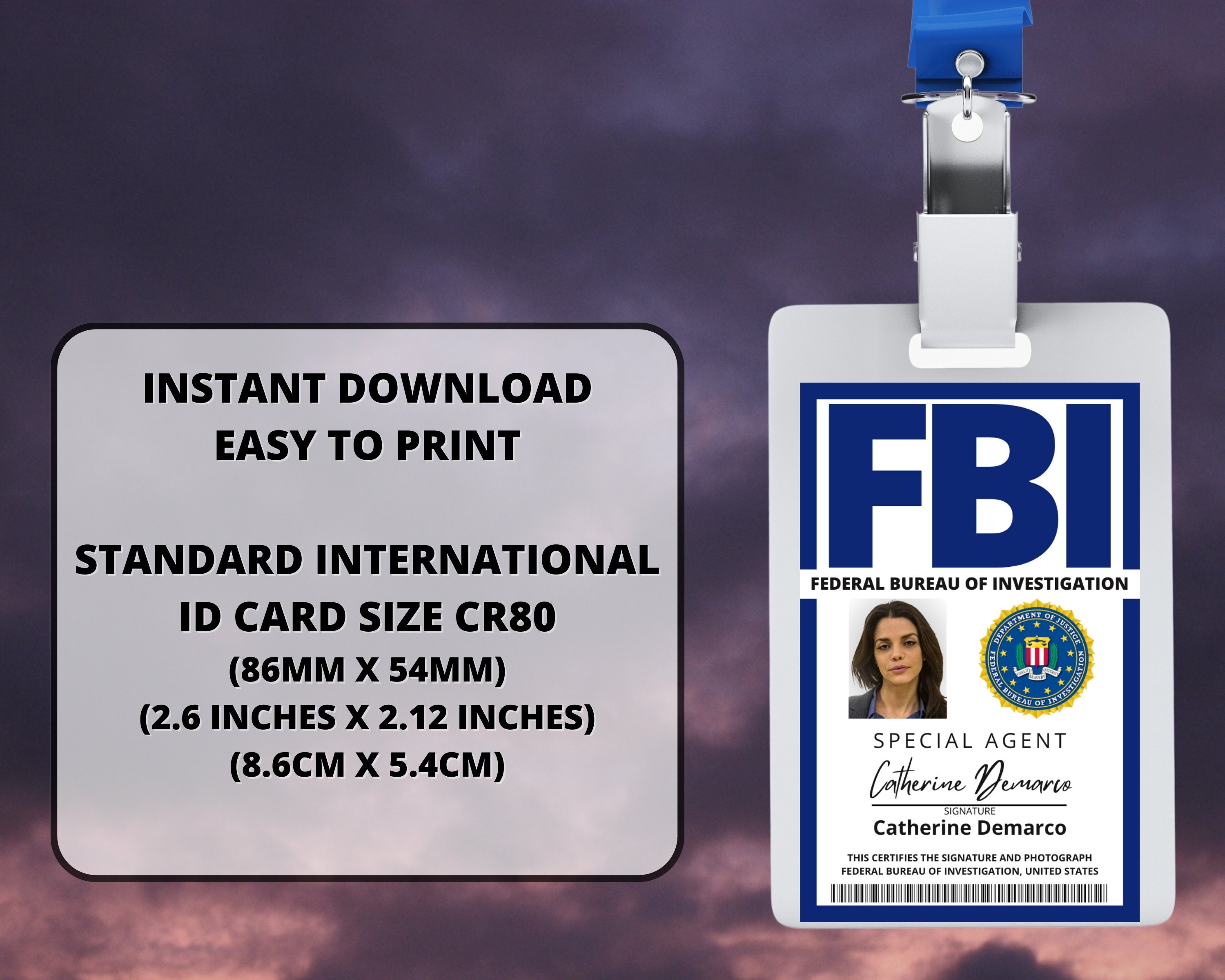 PRINTABLE Catherine Demarco Id Graceland Special Agent Id - Etsy
