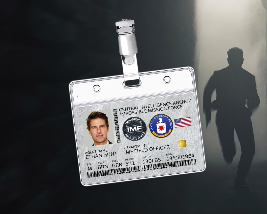 PRINTABLE Older Ethan Hunt, Cosplay Id Card, Id Badge, Name Badge ...