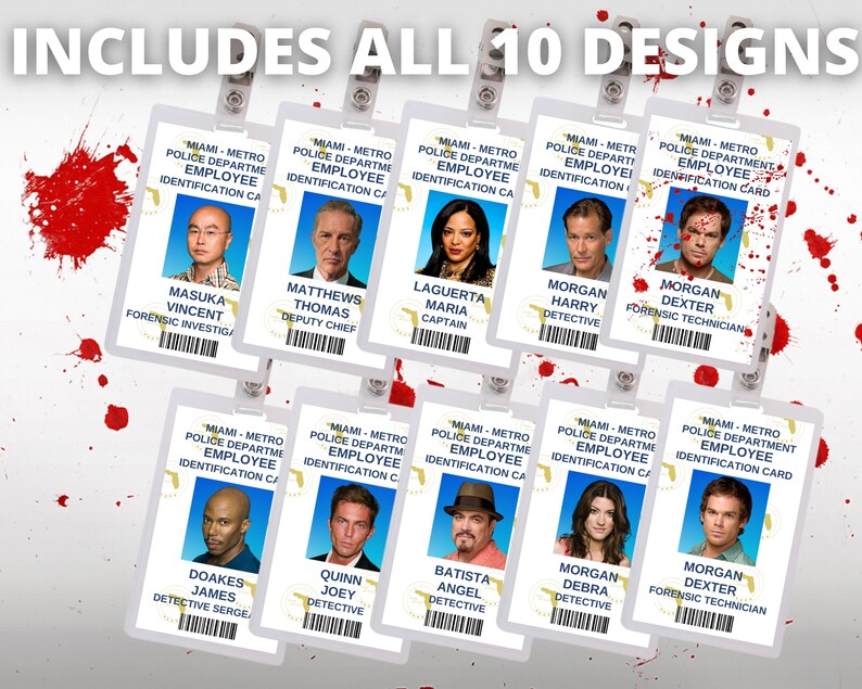 PRINTABLE DEXTER Set 10X Id Badges Cosplay Accessories - Etsy